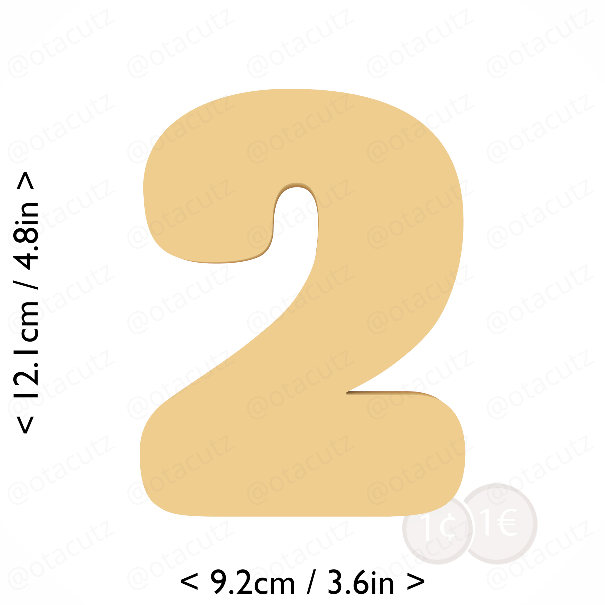 Archivo STL Cortador de galletas del número dos 4.75in / 12.1cm・Plan ...