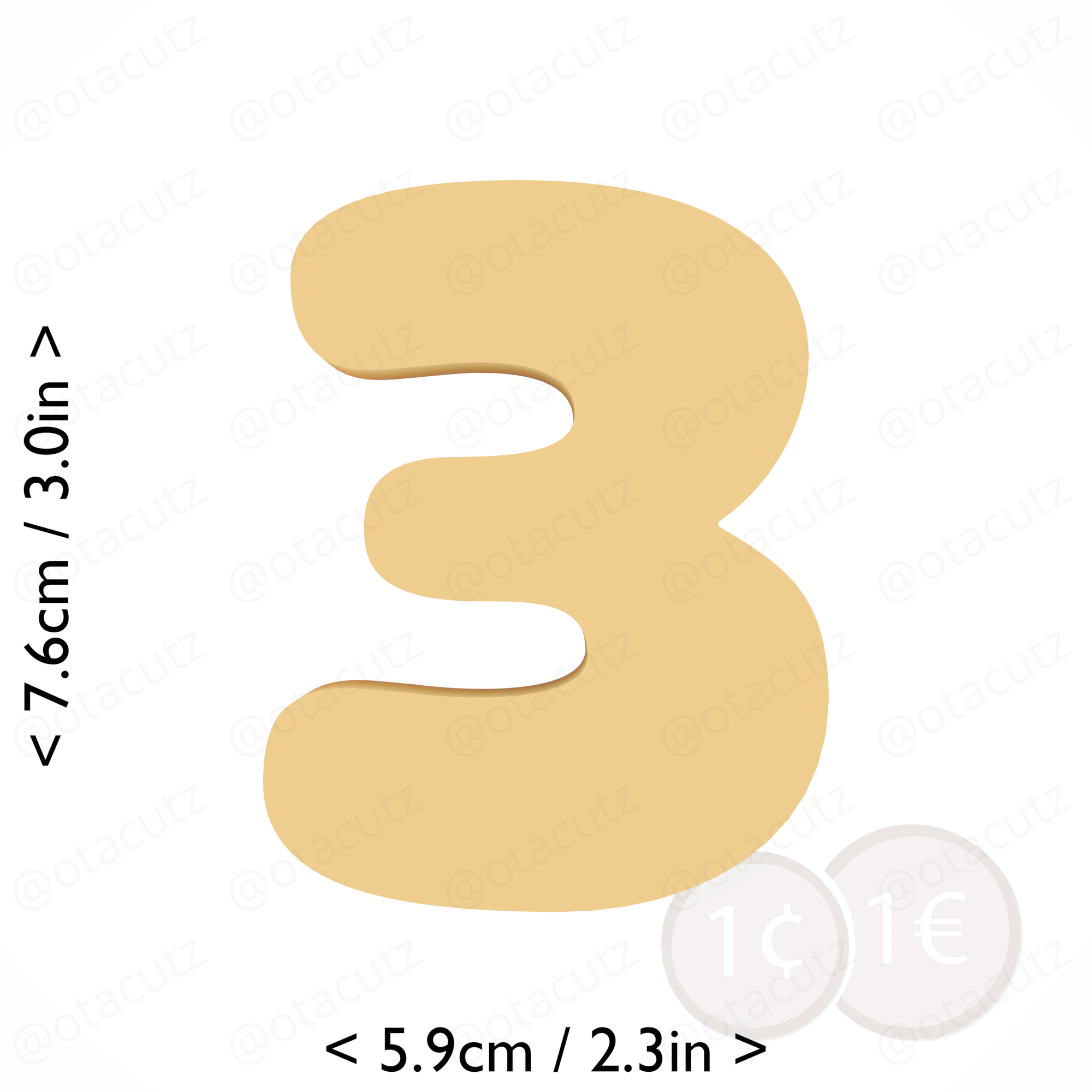 3D file Number Three Cookie Cutter 3in / 7.6cm・3D print design to ...