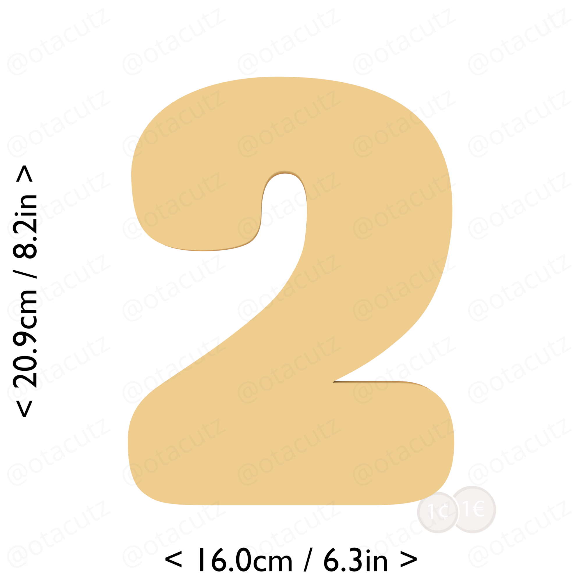 STL file Number Two Cookie Cutter 8.25in / 21cm・3D printable model to ...