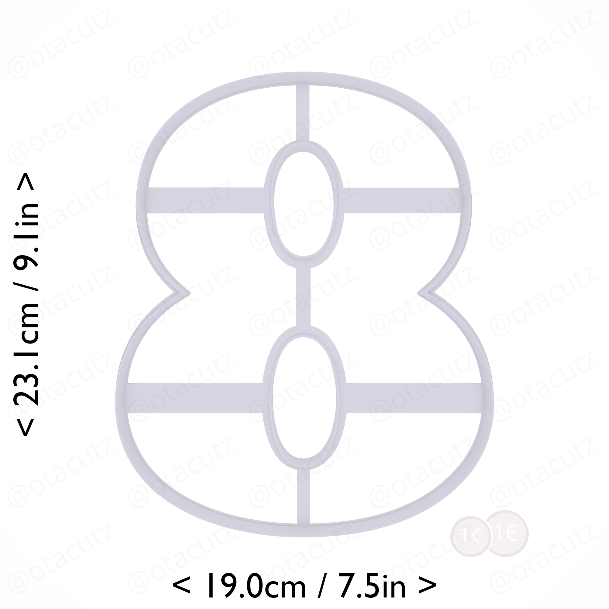 3D file Number Eight Cookie Cutter 8.75in / 22.2cm・Model to download ...