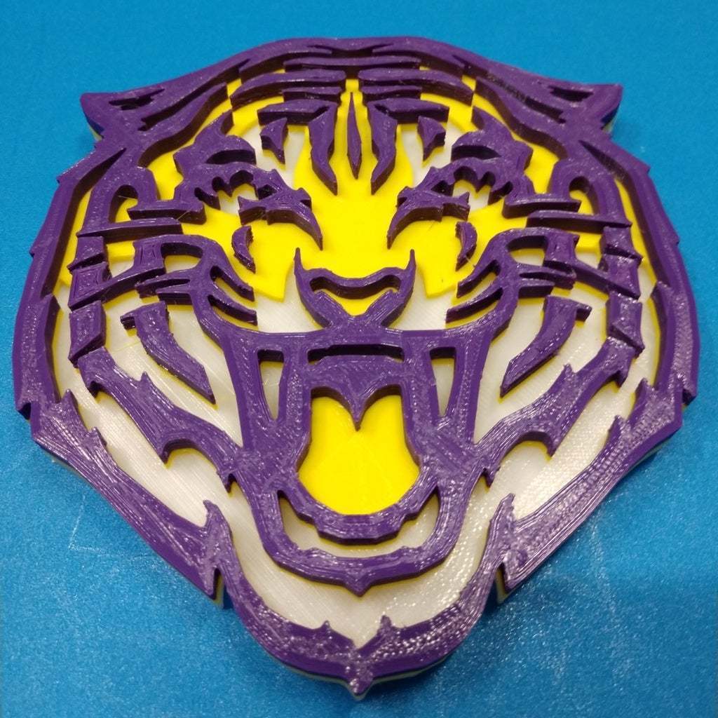 Free STL file LSU Multi Color Coaster・Model to download and 3D print・Cults