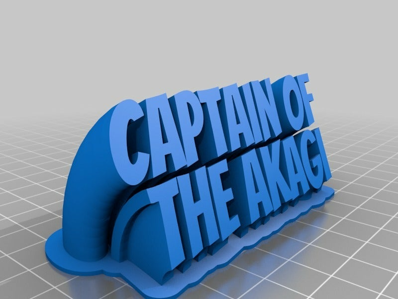 Free STL file Captain of the Akagi Sweeping 2-line name plate (text)・3D ...
