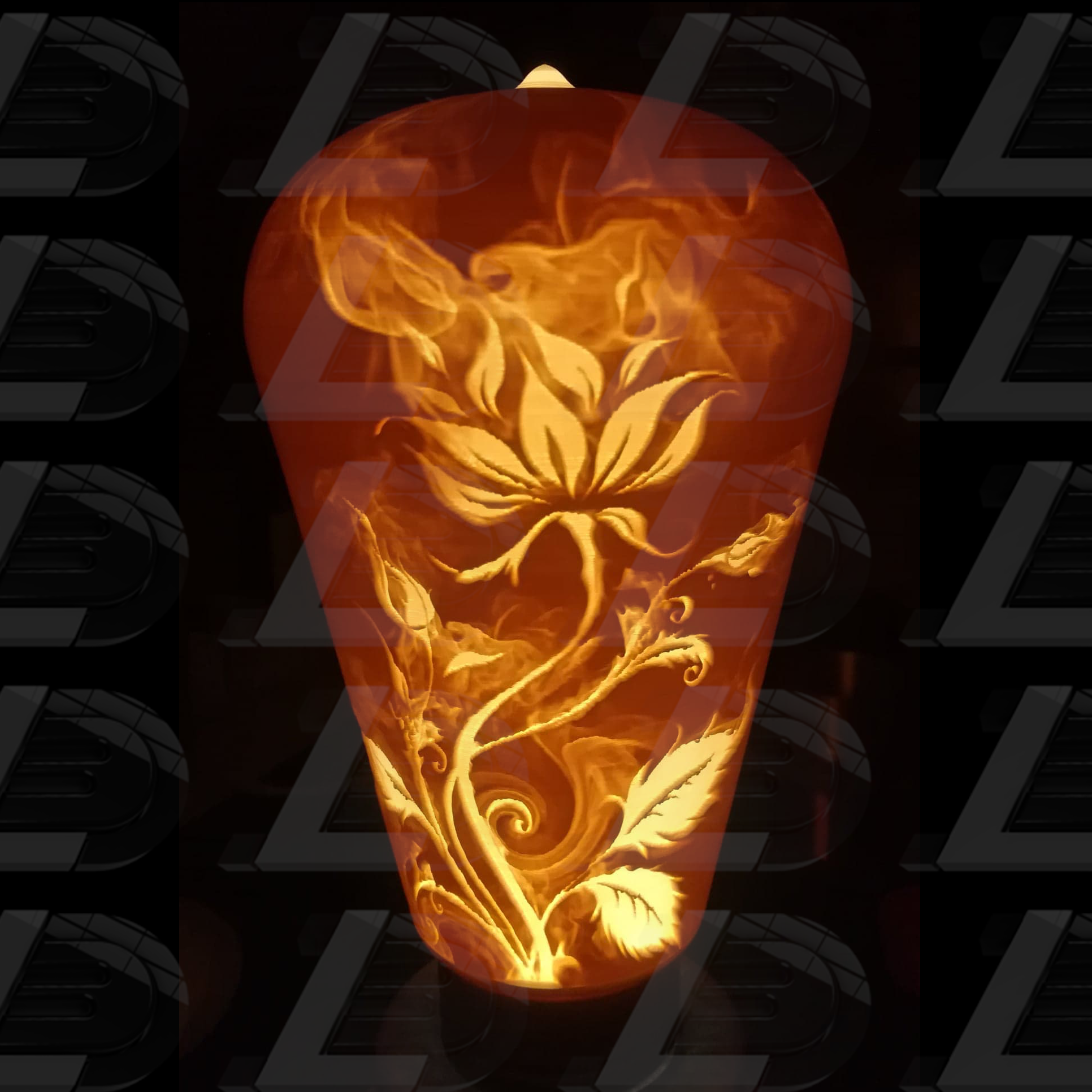 STL file Fire roses lithophane bulb (Bulb only)・Model to download and ...