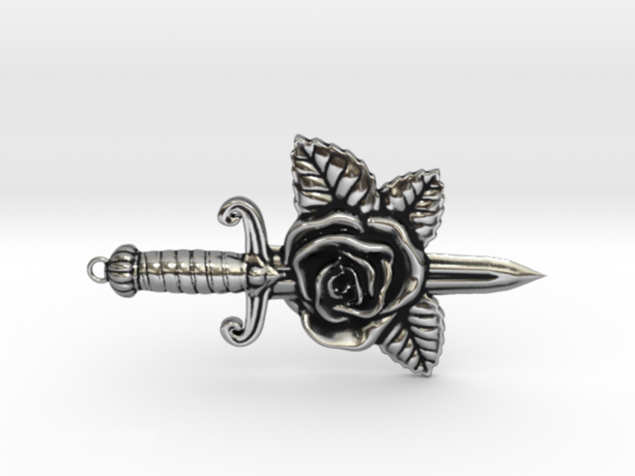 STL file Dagger & Rose Pendant, charm or decoration.・Design to download ...