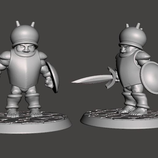 Download free STL file Halfling Heavy Hero - 28mm Miniature ・ Cults