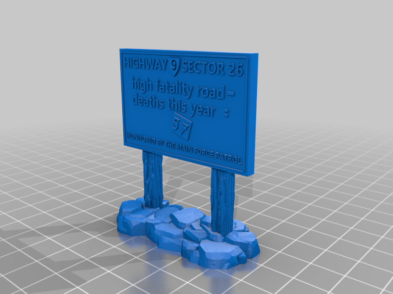 Free STL file Mad Max Highway 9 Main Force Patrol Sign - Gaslands ...