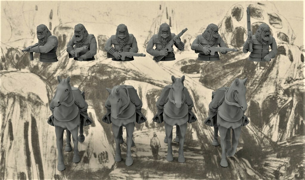 Free 3D file Planet of the Apes Gorilla Soldier Mounted Cavalry・3D ...