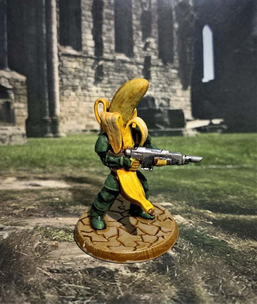 Free STL file 28mm Banana Space Guard with Laser Gun・3D printing idea ...