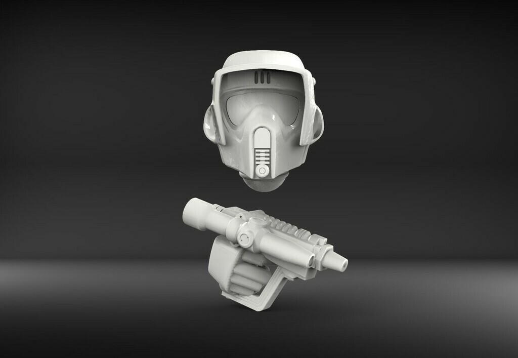 Free 3D file Star Wars Biker Scout Head and Pistol Gun Hand for Mini ...