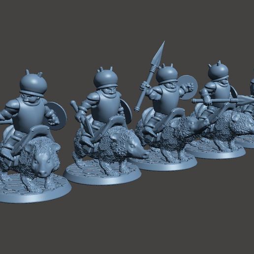 Download free STL file Mounted Halfling Cavalry with Spear and Shield ...