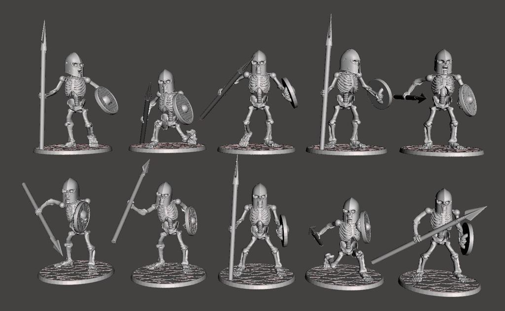 Free STL file 28mm Skeleton Warrior with Spear and Shield 2・3D print ...