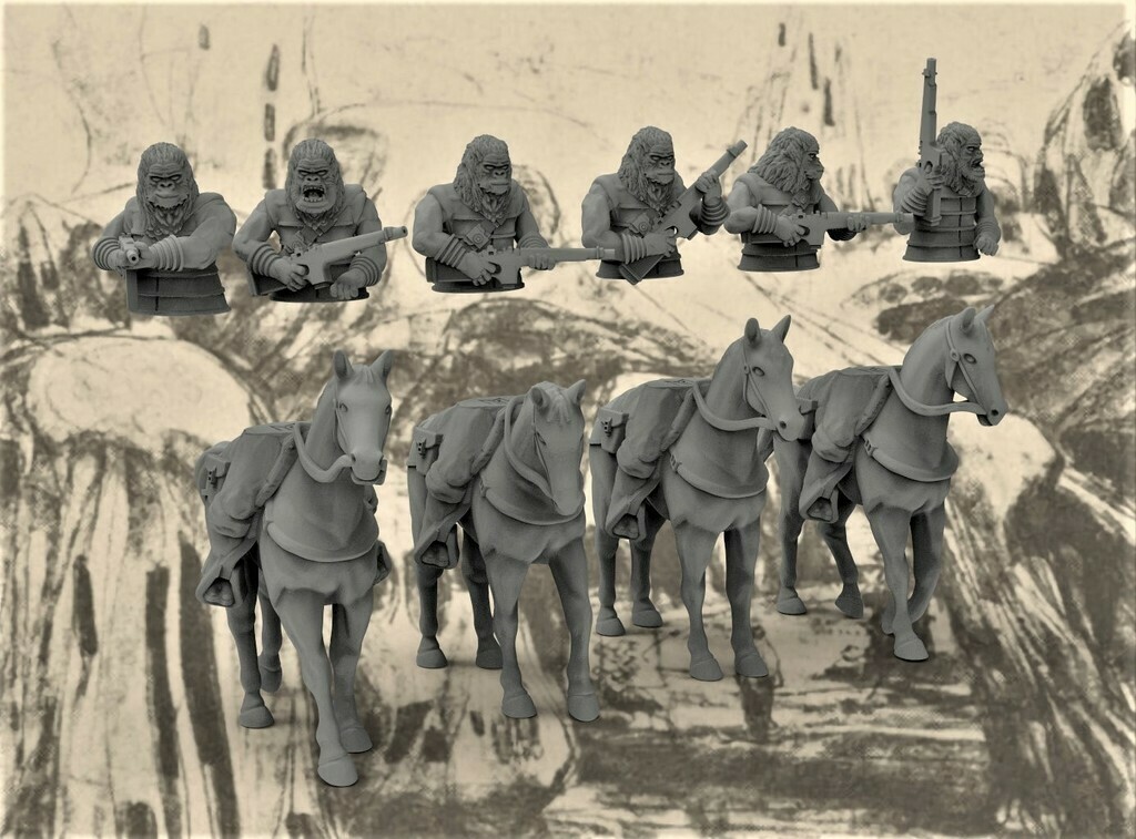 Free 3D file Planet of the Apes Gorilla Soldier Mounted Cavalry・3D ...