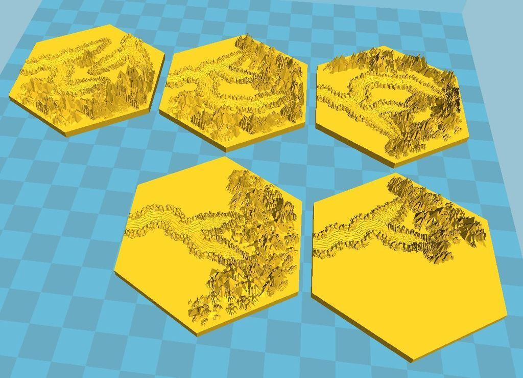 Free STL file Wargaming Hex Tiles / Mighty Empires - River Highland End ...
