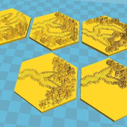 Download free STL Wargaming Hex Tiles / Mighty Empires - River Highland ...