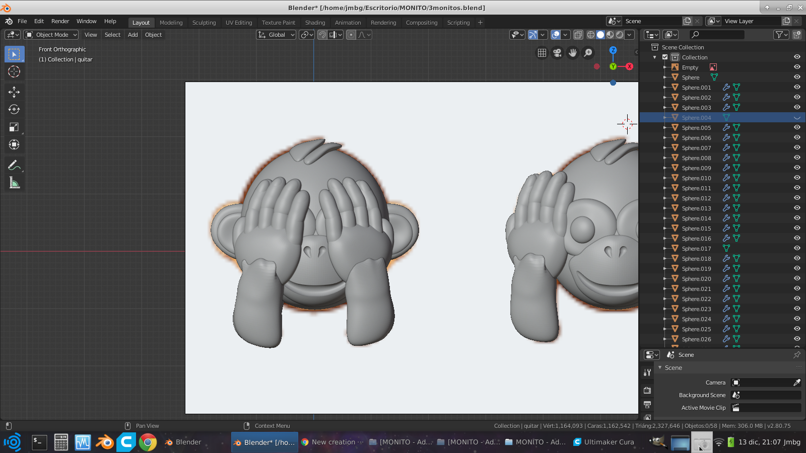 STL file THE 3 EMOJI MONKEYS・3D printable model to download・Cults