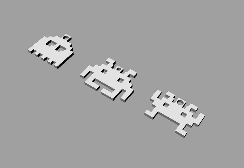 Free STL file 8-bit space invader keychain・3D printing idea to download ...