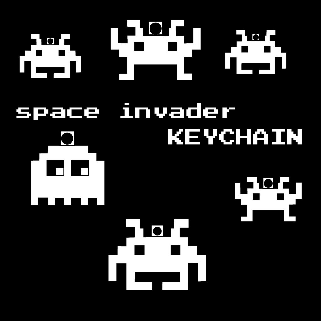 Free STL file 8-bit space invader keychain・3D printing idea to download ...