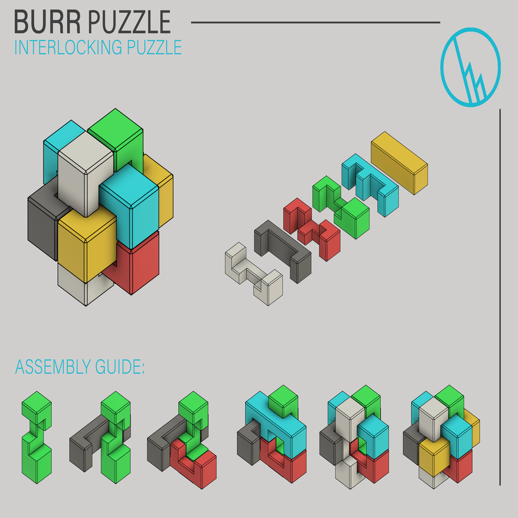 Free STL file SIX-PIECE BURR - INTERLOCKING PUZZLE 🧩・3D printable ...