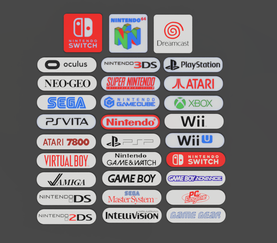 STL file Set of 30 decorative banners, collection, video game console ...