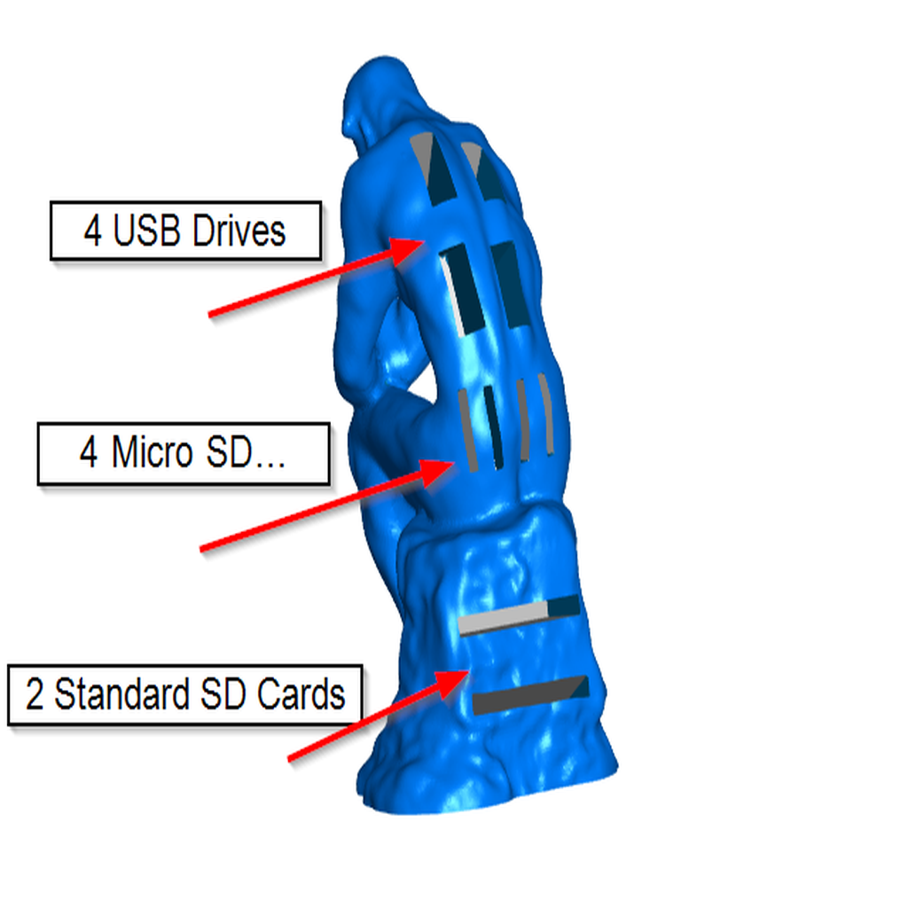 Free STL file The Thinker USB | SD | Micro SD Card Holder・3D printer ...