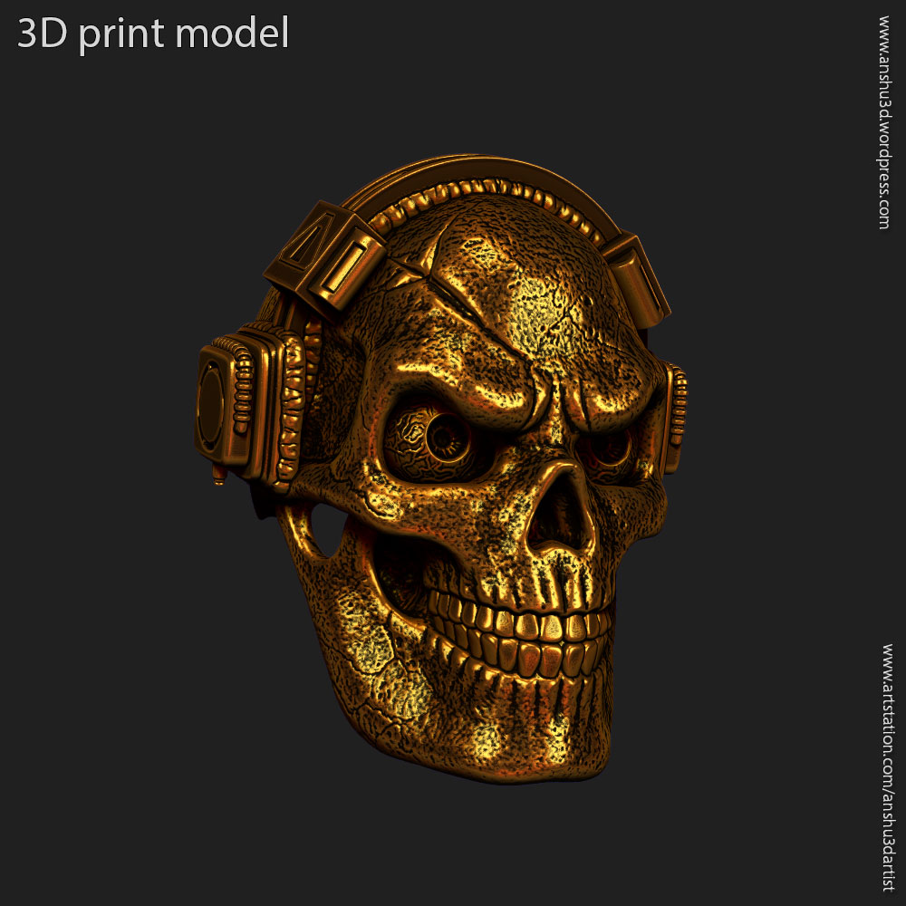 3D file skull with headphone vol3 pendant 💀・Design to download and 3D ...