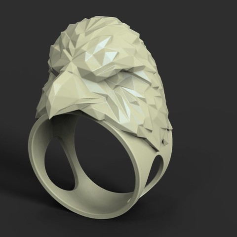 Download STL file Eagle vol3 polygonal ring • 3D print object ・ Cults
