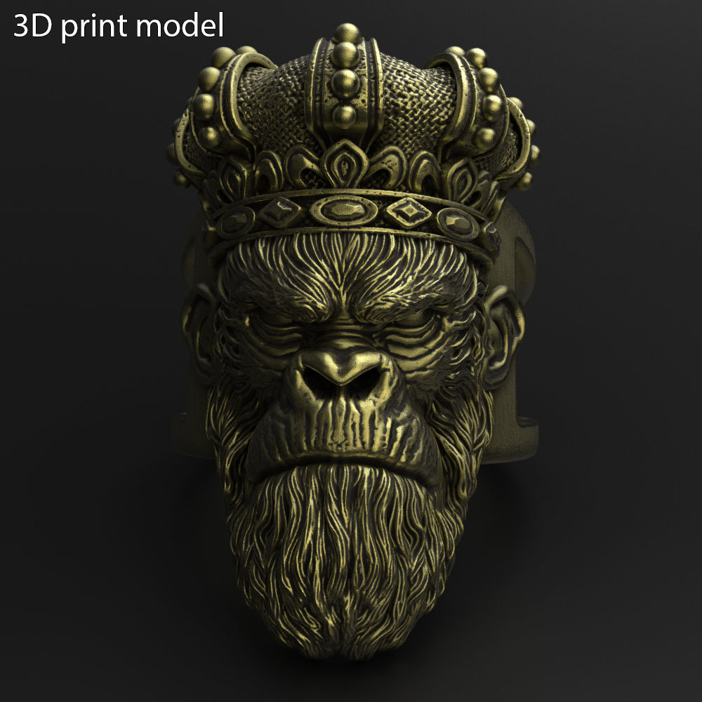 Download STL file Monkey king with crown vol1 ring Jewelry • 3D ...