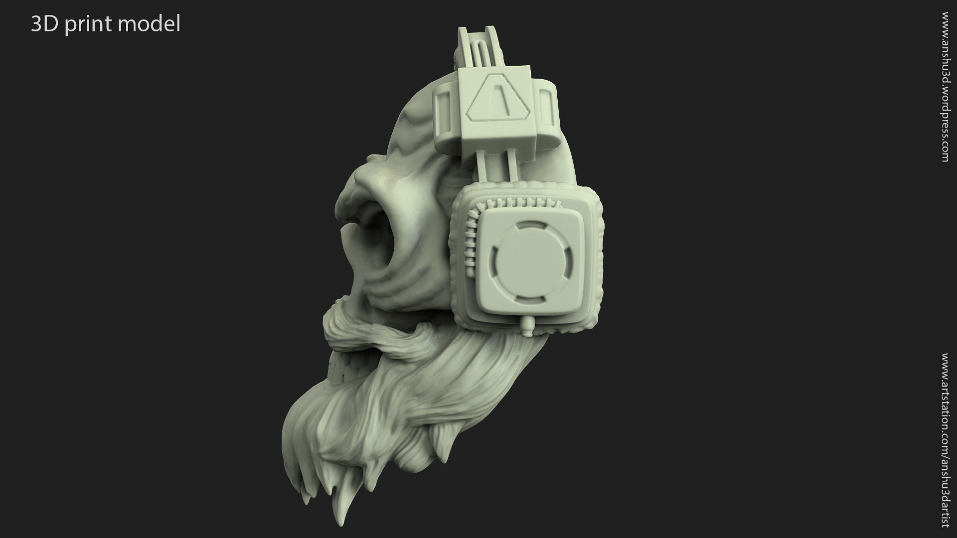 Download STL file skull with headphone vol1 pendant • Object to 3D ...