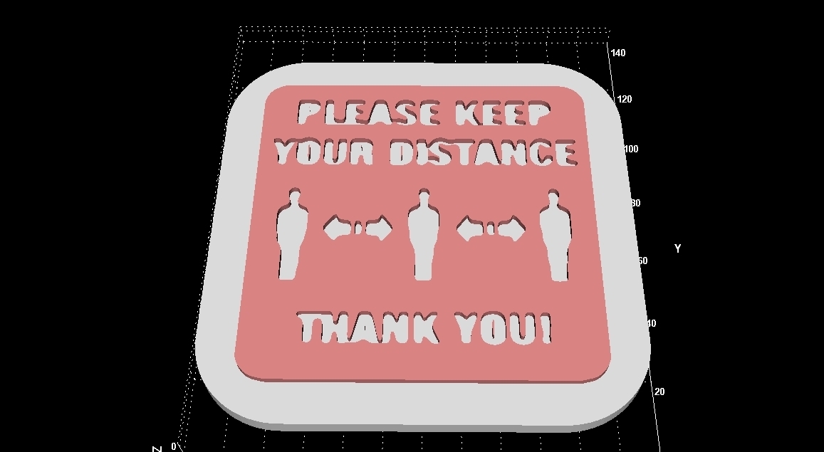 Free STL file Please keep distance text/stencil/ sign・3D printer design ...