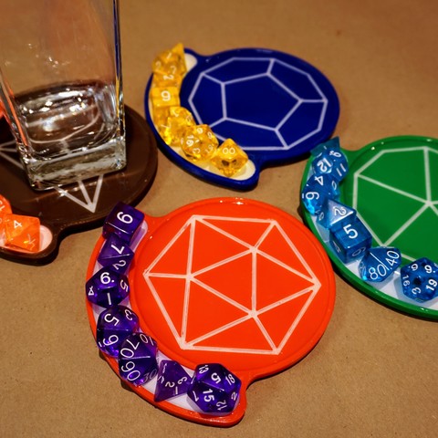 Download 3D printing files D&D Dice Coaster Set ・ Cults