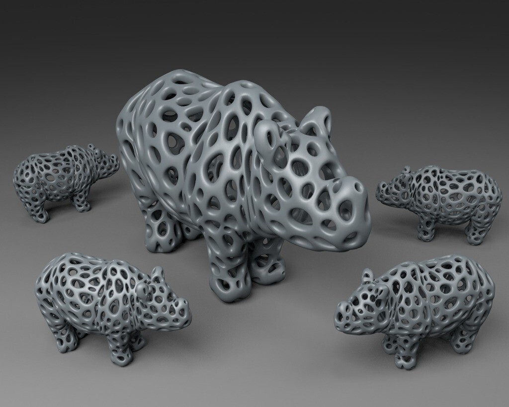 Free STL file Rhino - Voronoi Style・3D printable object to download・Cults