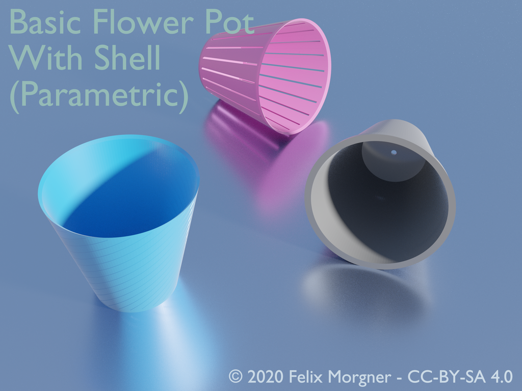 Free STL file Basic Flower Pot With Shell (Parametric)・Design to ...