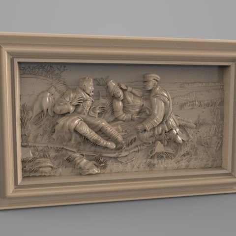 Download free STL file russian hunting scene cnc • 3D printable design ...