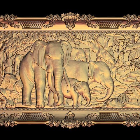 Impresiones 3D gratis elephant family cnc router art ・ Cults