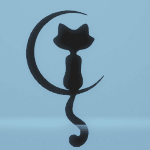 Download STL file wall decor cat and moon • 3D print design ・ Cults