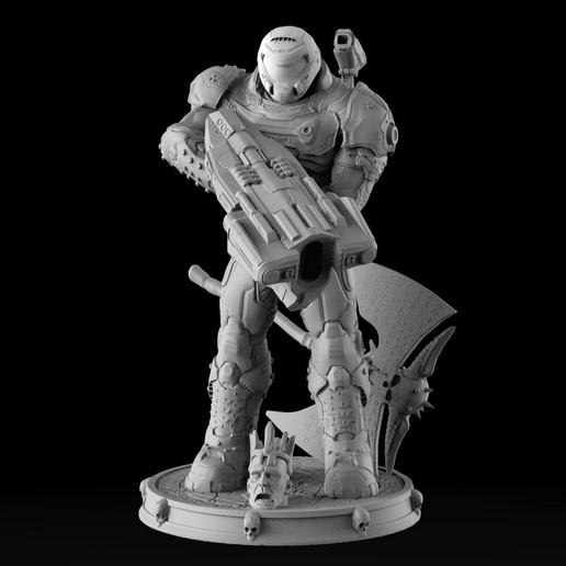 Download STL file DOOM SLAYER WHITH BGF • 3D print template ・ Cults