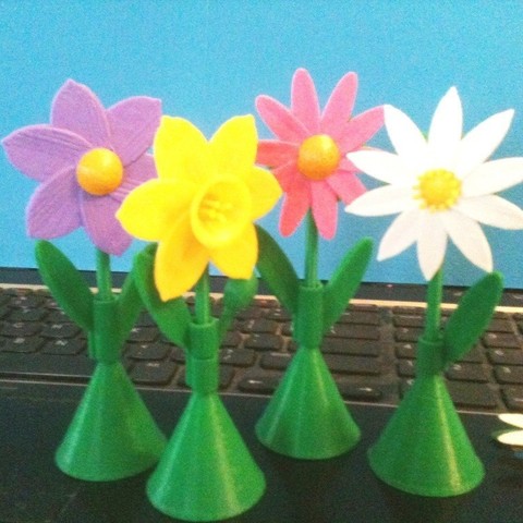 Download free 3D printer designs Flower Signs on stems, as pins, as ...