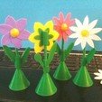 Download free 3D printer designs Flower Signs on stems, as pins, as ...