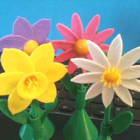 Download free 3D printer designs Flower Signs on stems, as pins, as ...