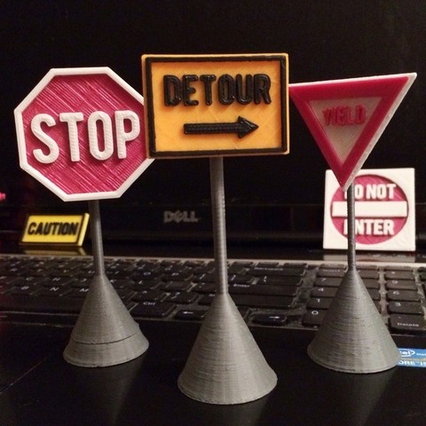 Download free STL file Road Signs for your desk (on a post), lapel ...