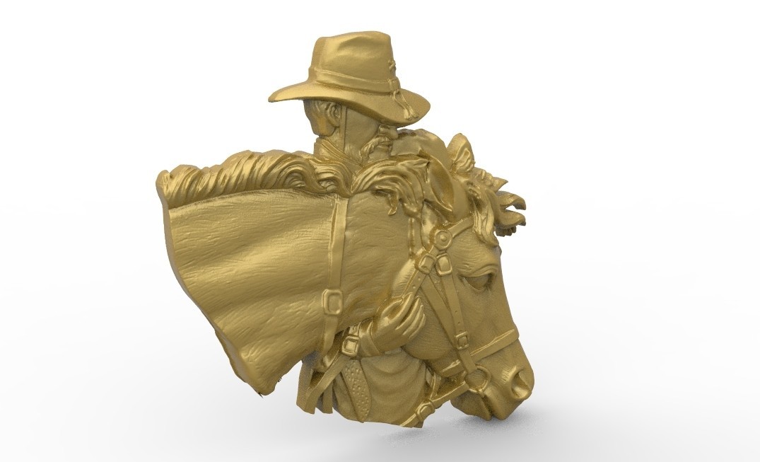 Free STL file cowboy with his horse bust 🤠・Template to download and 3D ...