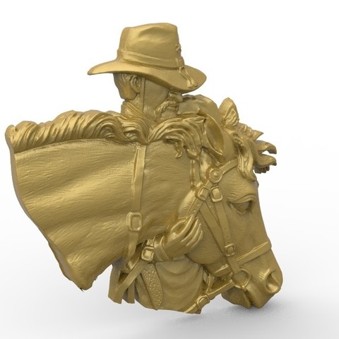 Download free STL file cowboy with his horse bust • 3D printer design ...