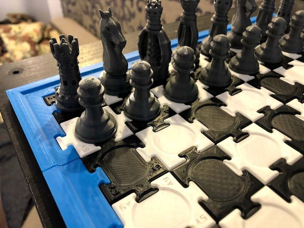 Free STL file Puzzle Chess board with slots for figures・3D printer ...
