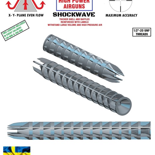 Download 3D printing designs HIGH POWER AIRGUN SILENCER .22! ・ Cults