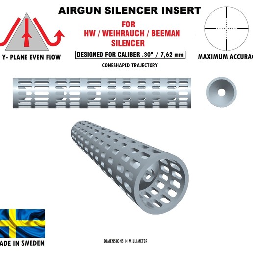 Download STL file SILENCER - insert design caliber 30" / 7,62 mm • 3D ...
