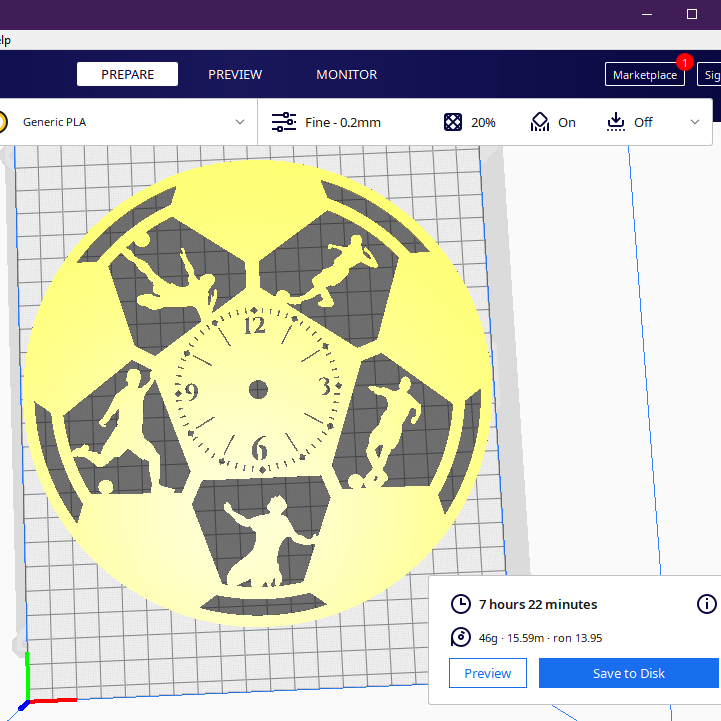 STL file football wall clock・3D printer model to download・Cults