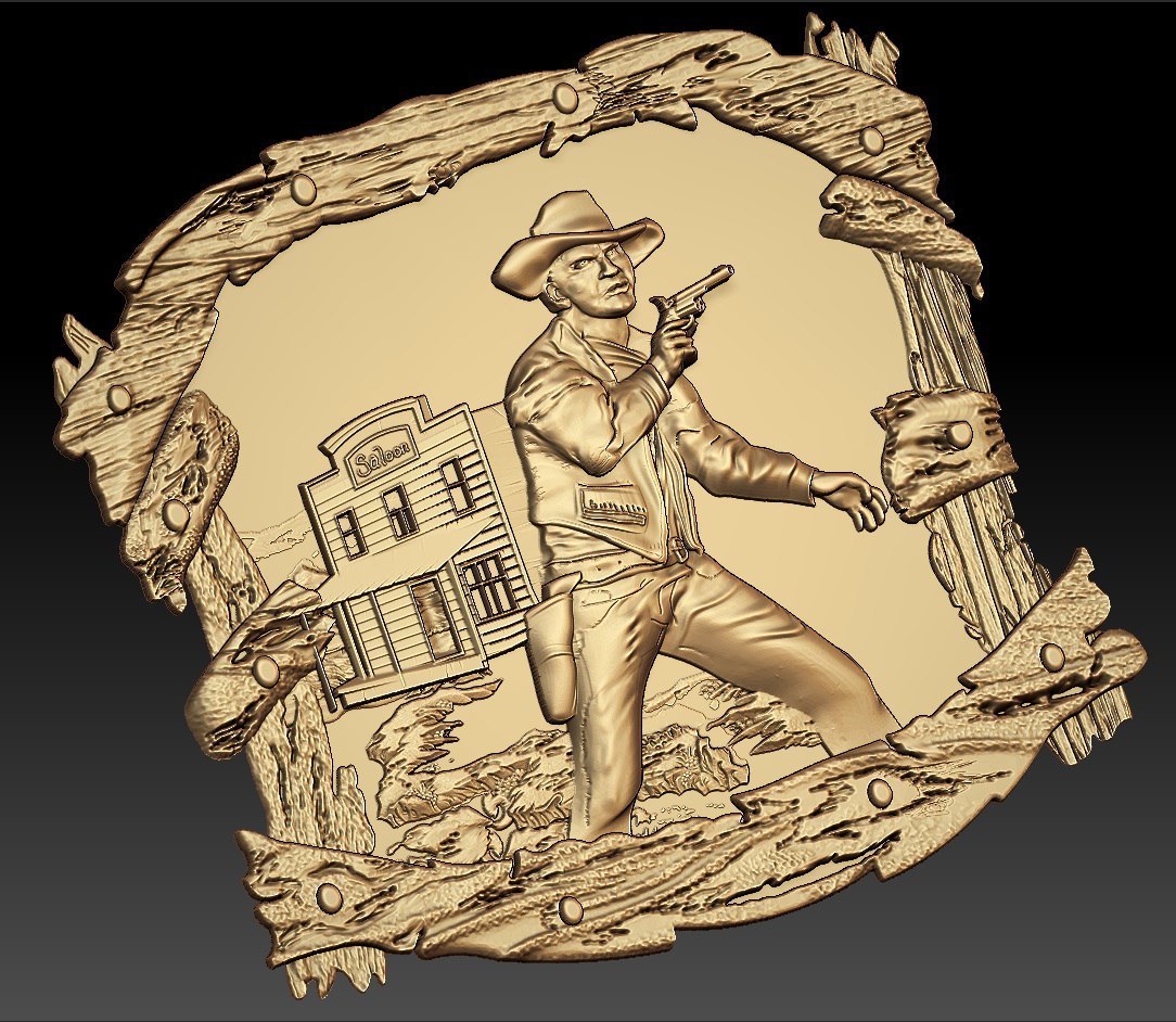 Free STL file cowboy in front of saloon cnc art frame router・3D ...
