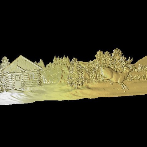 Download free 3D printer model deer snow running by a cabin cnc router ...