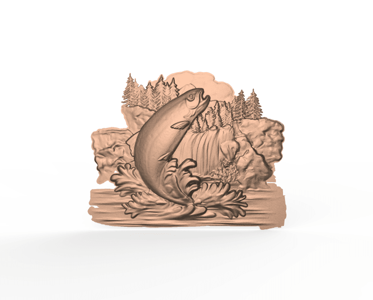 Free STL file trout jumping river cnc router・3D printer design to ...