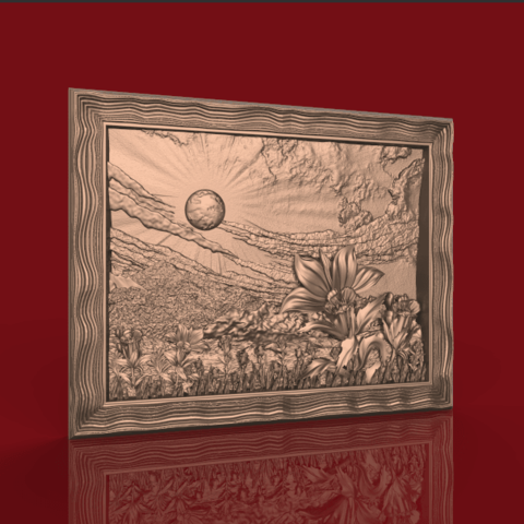 Download free STL art frame flower sun cnc ・ Cults
